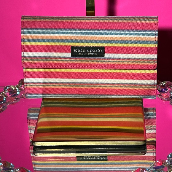 kate spade | Bags | Kate Spade Striped Wallet Pink And Gold 6 X 4 Euc ...